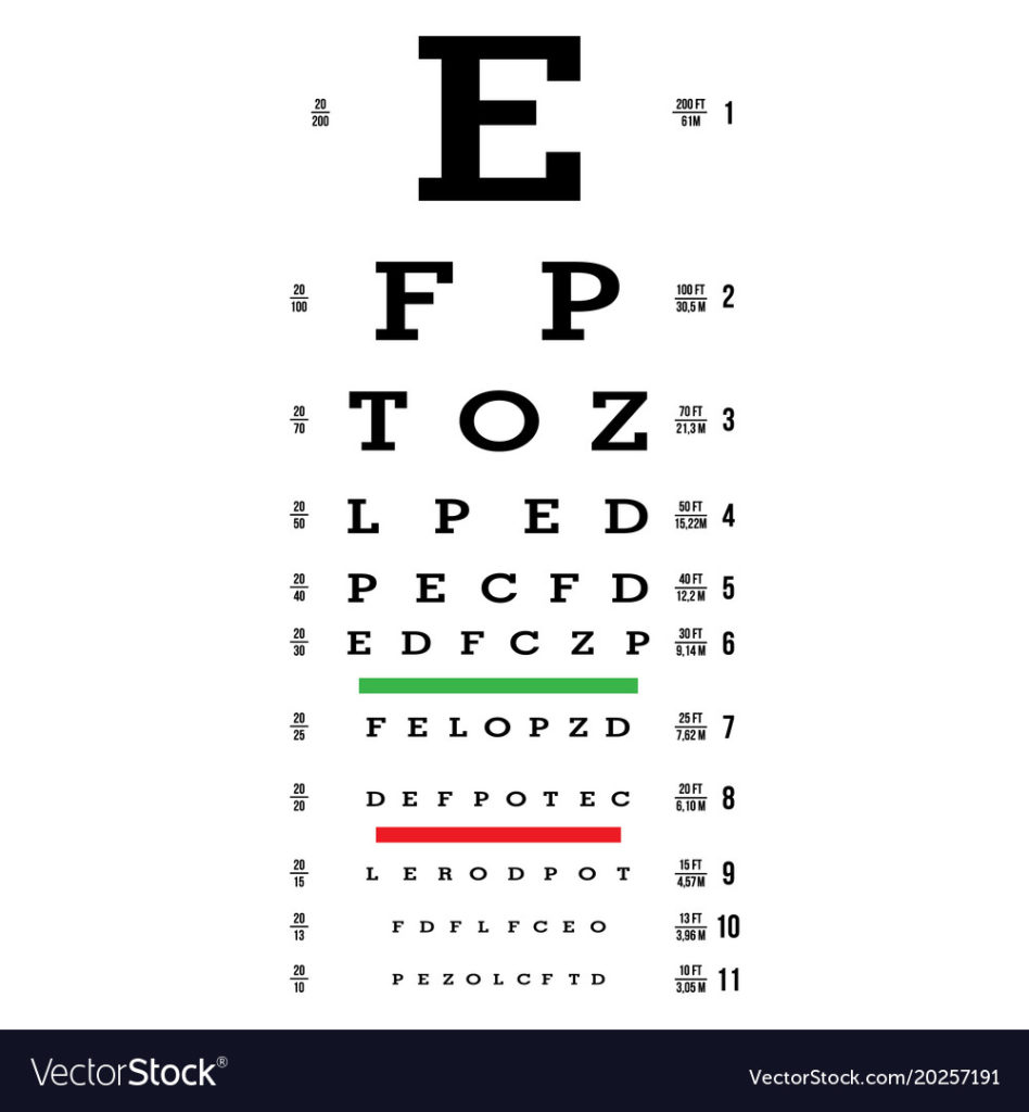 Eye Test Chart Vector. Letters Chart. Vision Exam. Optometrist Check ...